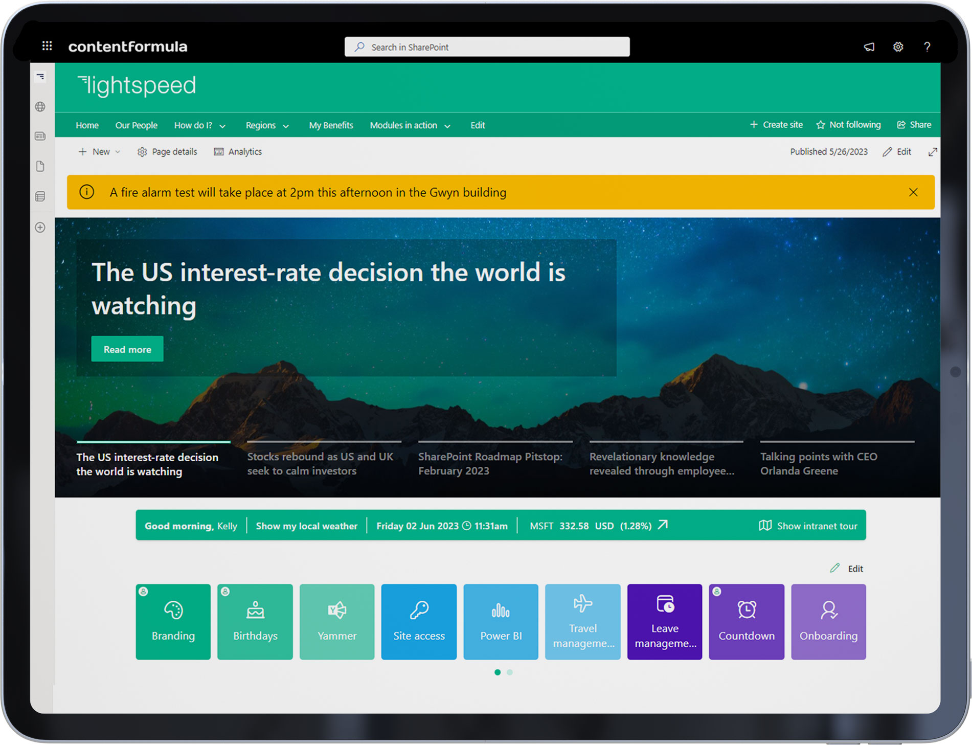 Lightspeed 365 intranet - Content Formula