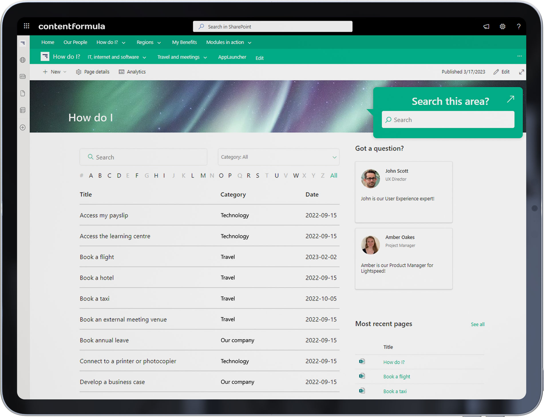 Lightspeed 365 intranet - Content Formula